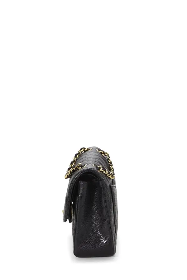 Chanel Quilted Caviar Classic Double Flap Small Shoulder Bag - Black