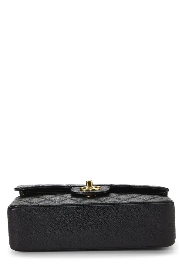 Chanel Quilted Caviar Classic Double Flap Small Shoulder Bag - Black