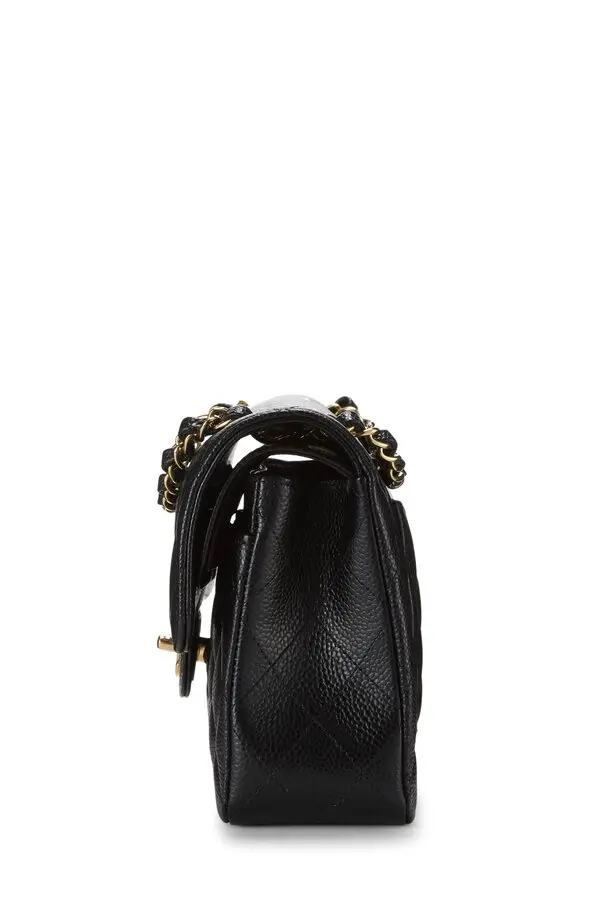Chanel Quilted Caviar Classic Double Flap Small Shoulder Bag - Black