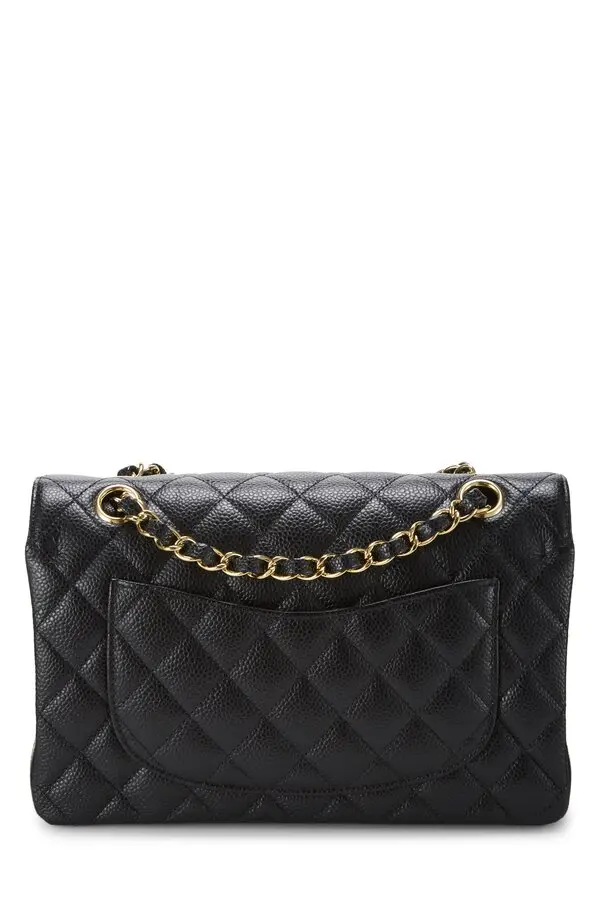 Chanel Quilted Caviar Classic Double Flap Small Shoulder Bag - Black
