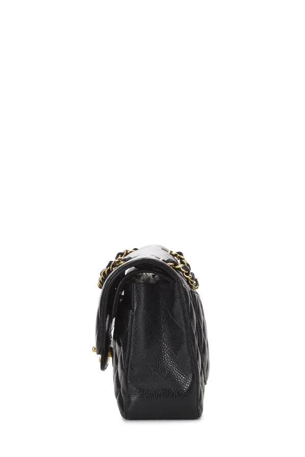 Chanel Quilted Caviar Classic Double Flap Small Shoulder Bag - Black
