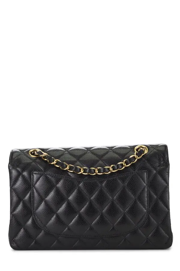 Chanel Quilted Caviar Classic Double Flap Small Shoulder Bag - Black