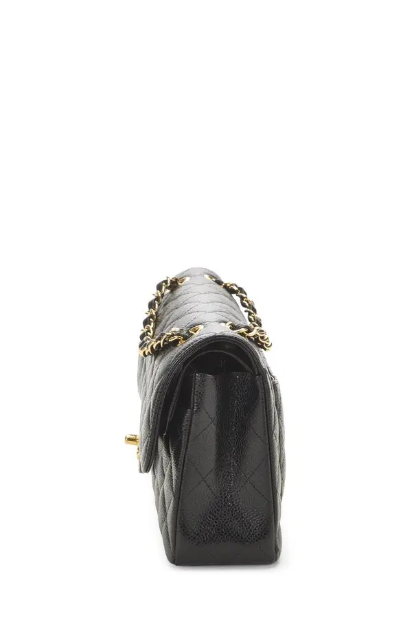 Chanel Quilted Caviar Classic Double Flap Small Shoulder Bag - Black