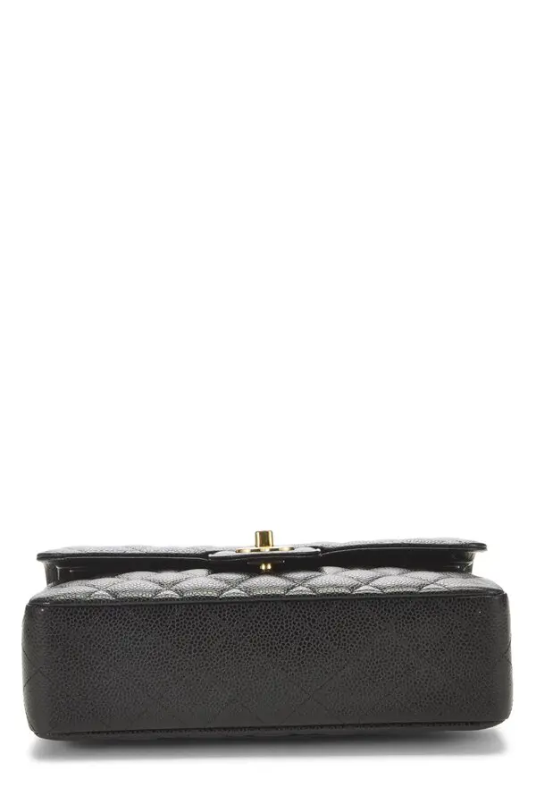 Chanel Quilted Caviar Classic Double Flap Small Shoulder Bag - Black