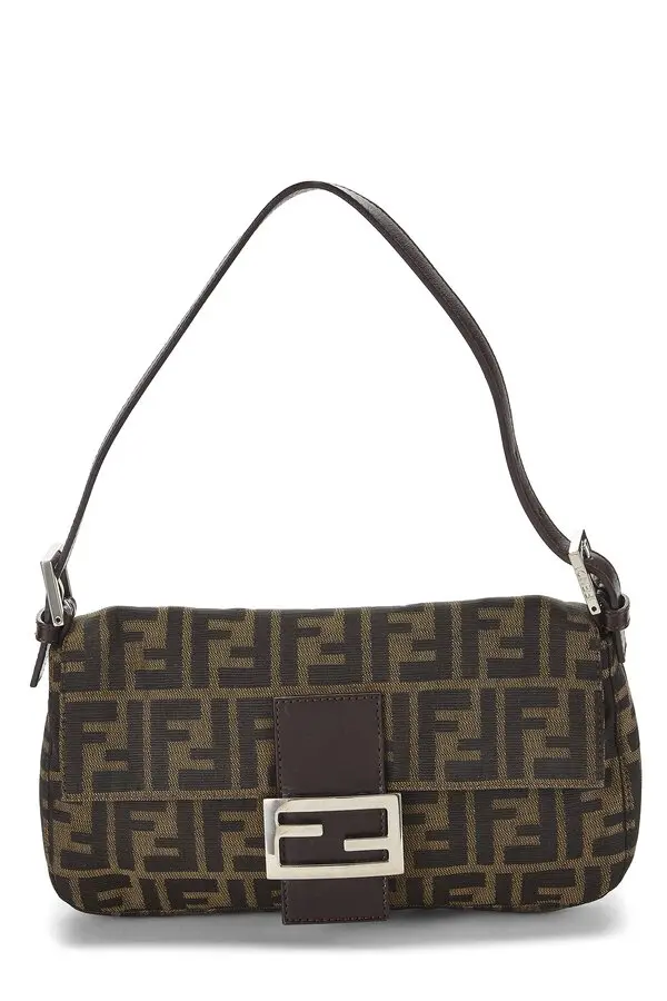 Fendi Zucca Canvas Baguette Shoulder Bag - Brown