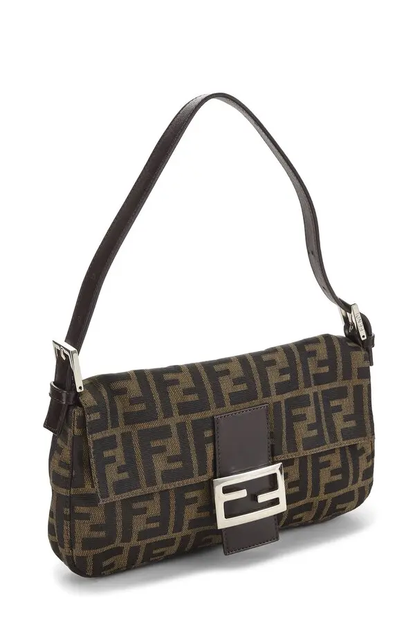 Fendi Zucca Canvas Baguette Shoulder Bag - Brown