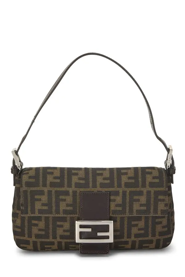 Fendi Zucca Canvas Baguette Shoulder Bag - Brown