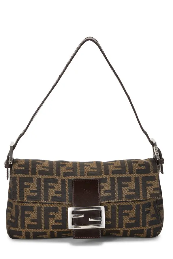 Fendi Zucca Canvas Baguette Shoulder Bag - Brown