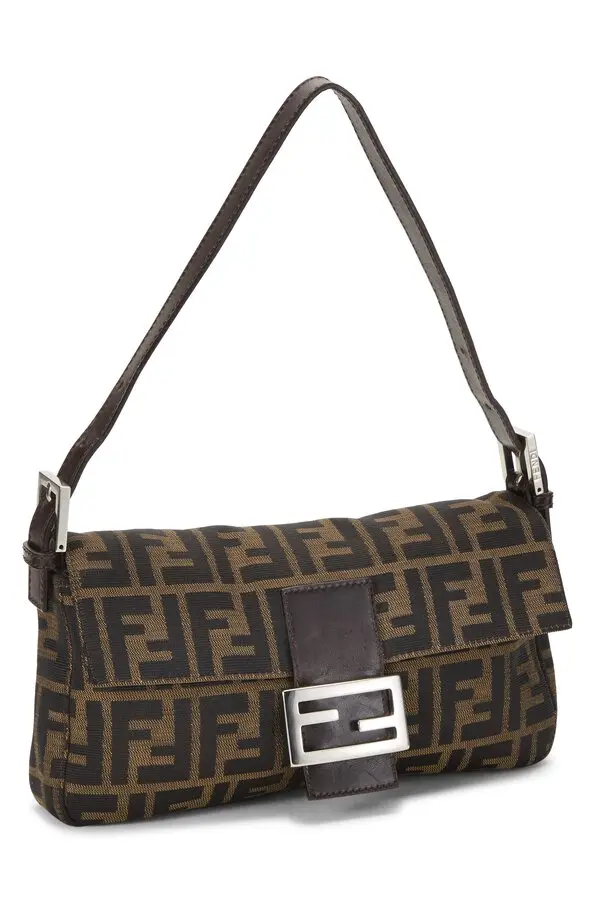Fendi Zucca Canvas Baguette Shoulder Bag - Brown
