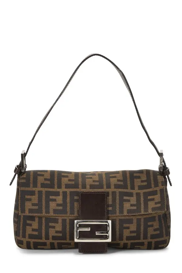 Fendi Zucca Canvas Baguette Shoulder Bag - Brown
