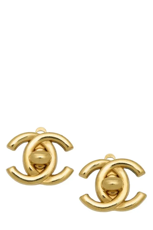 Chanel Plated Cc Turnlock Clip-on Earrings