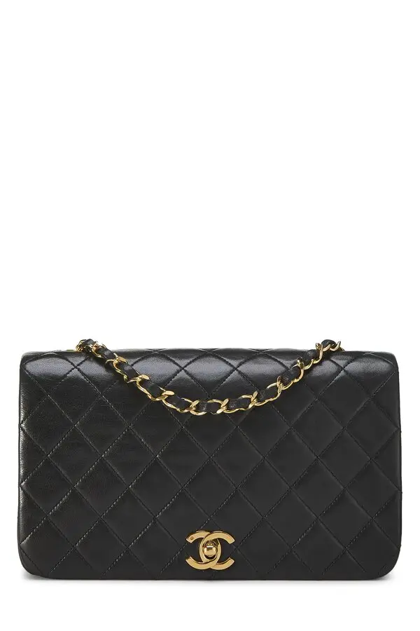 Chanel Quilted Lambskin Small Full Flap Bag - Black