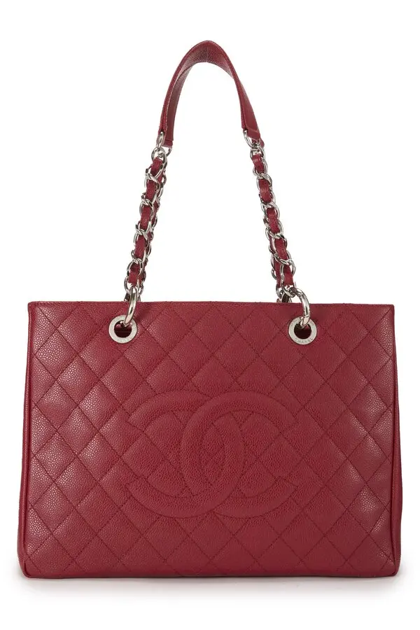 Chanel Caviar Grand Shopping Tote - Red