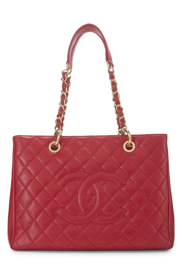 Chanel Caviar Grand Shopping Tote - Red