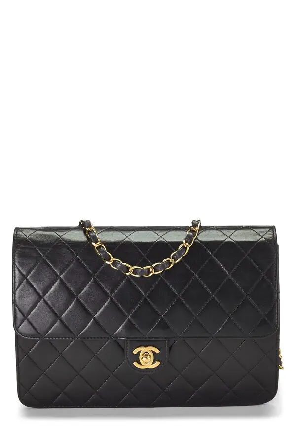 Chanel Quilted Lambskin Ex Flap Shoulder Bag - Black