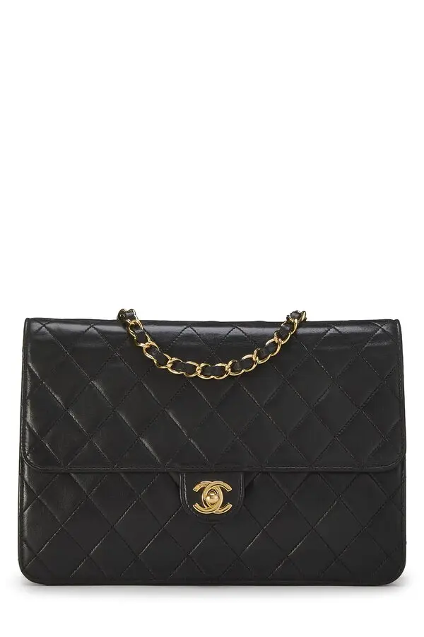 Chanel Quilted Lambskin Turnlock Ex Flap Medium Shoulder Bag - Black
