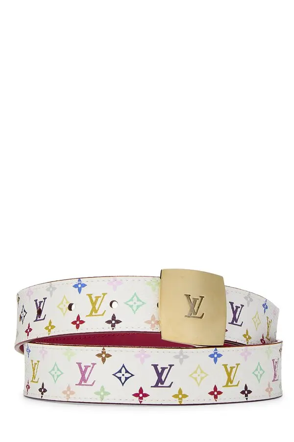 LOUIS VUITTON Takashi Murakami Monogram Multicolore Ceinture 80 - White