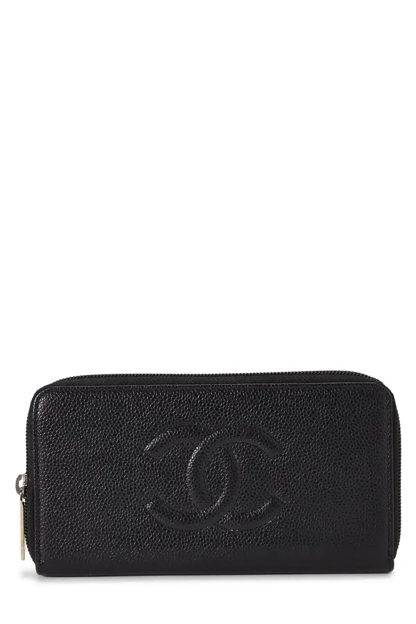 Chanel Caviar 'cc' Zip Around Wallet - Black