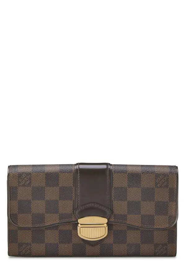 LOUIS VUITTON Damier Ebene Sistina Wallet - Brown