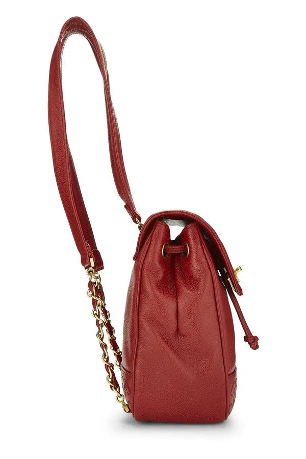 ?CHANEL? ?AUTHENTIC?
RED CAVIAR 3 \'CC\' BACKPACK LARGE Chanel Red Caviar Leather Filigree Backpack Bag | Yoogi main image 3