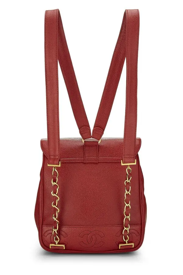 ?CHANEL? ?AUTHENTIC?
RED CAVIAR 3 \'CC\' BACKPACK LARGE Chanel Red Caviar Leather Filigree Backpack Bag | Yoogi main image 2