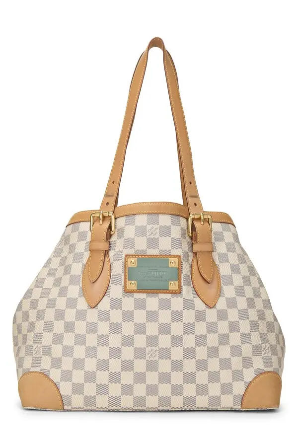 LOUIS VUITTON Damier Azur Hampstead Tote - White