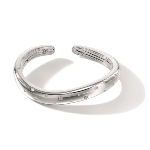 John Hardy Surf Hinged Cuff With Diamonds - Silver
