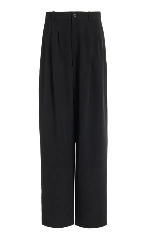 THE ROW Rufos Oversized Wool Twill Pleated Wide-leg Pants - Black