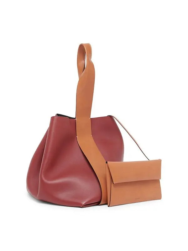 Jil Sander Twisted Leather Hobo Bag In Grape - 70% Off