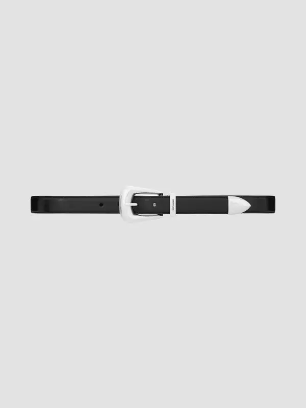Saint Laurent Folk Buckle Belt In Smooth Leather - Black