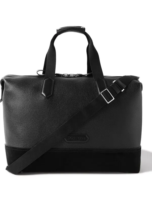 TOM FORD Suede-trimmed Full-grain Leather Weekend Bag