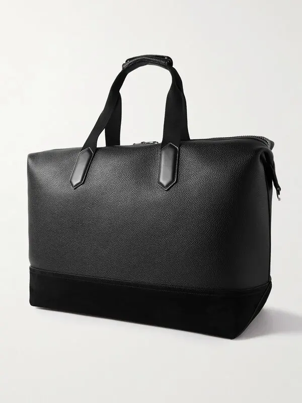 TOM FORD Suede-trimmed Full-grain Leather Weekend Bag