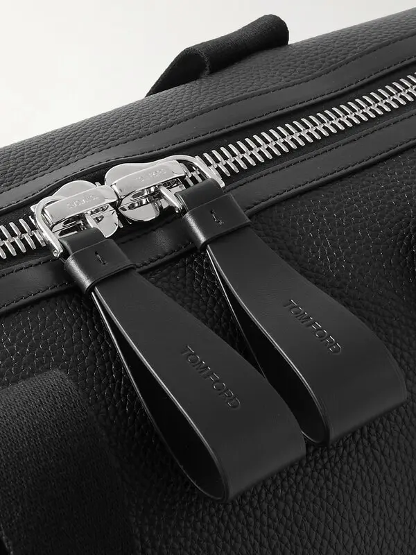 TOM FORD Suede-trimmed Full-grain Leather Weekend Bag