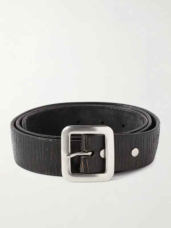 Ralph Lauren 4cm Distressed Leather Belt - Black