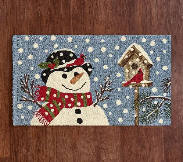 PLOW & HEARTH Indoor/outdoor Hand-hooked Holiday Rug - One-color