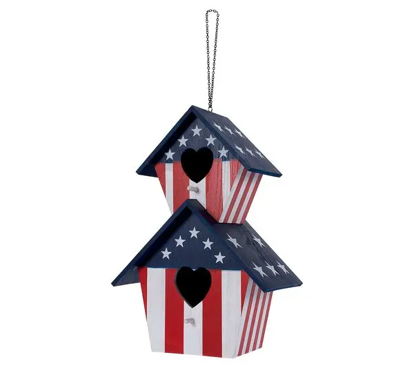 BACKYARD EXPRESSIONS 2 Compartment Hanging Wood En Birdhouse - One-color