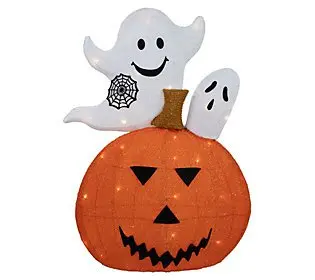 NORTHLIGHT Lighted Jack-o-lantern & Ghosts Deco Ation - One-color