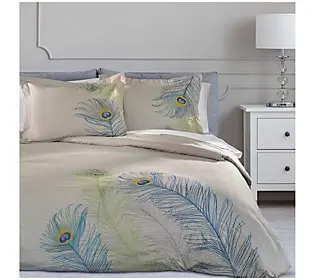 SUPERIOR 3-piece Peacock Cotton Duvet Cover Set King/cal.king - One-color