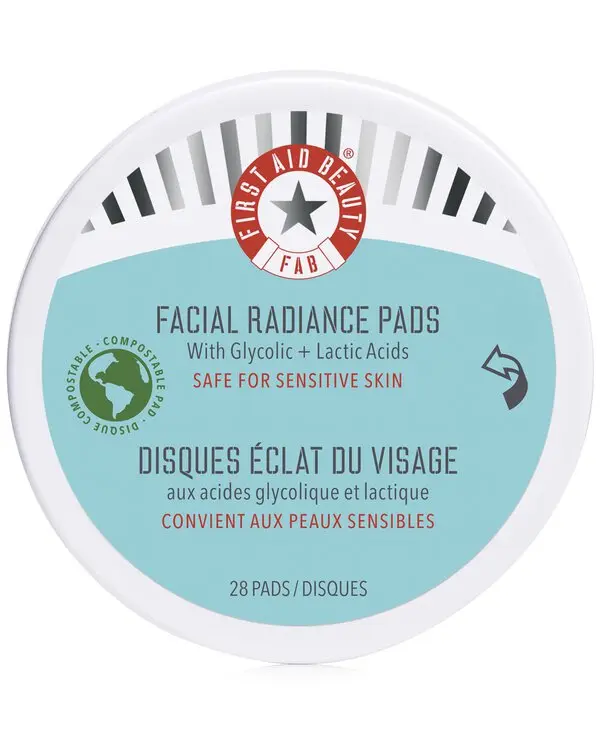 FIRST AID BEAUTY Facial Radiance Pads With Glycolic + Lactic Acids Â Exfoliating Pads With Aha - No Color