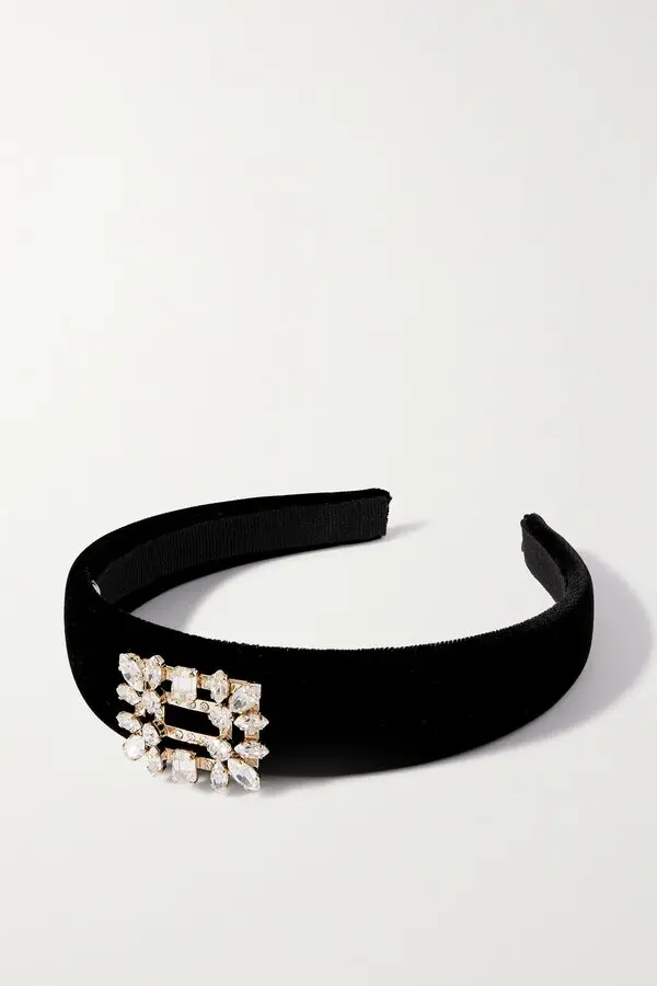 ROGER VIVIER Broche Velvet Headband - Black