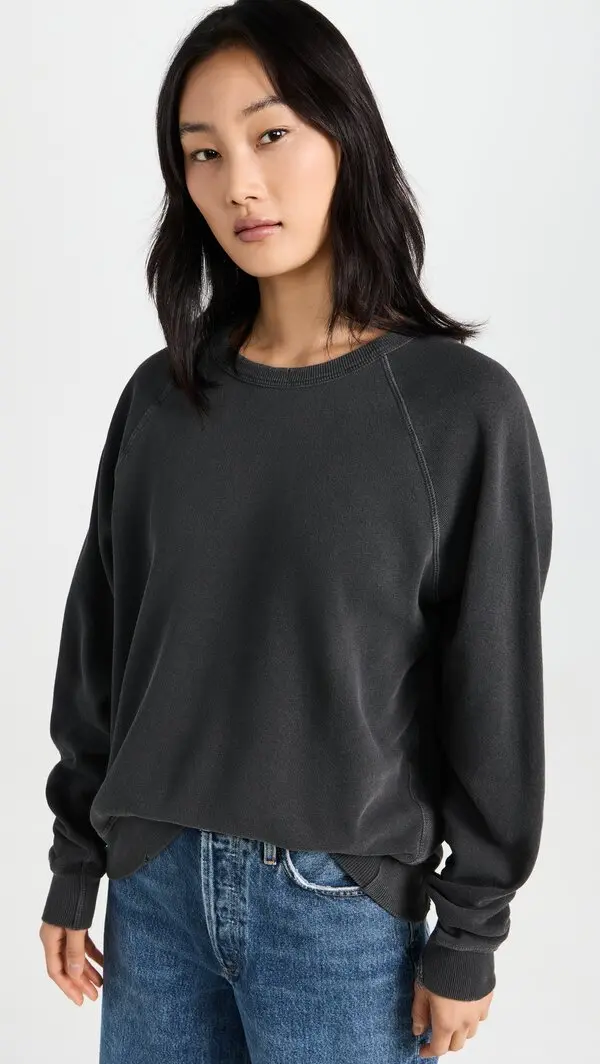 The Great. The College Sweatshirt - Washed Black
