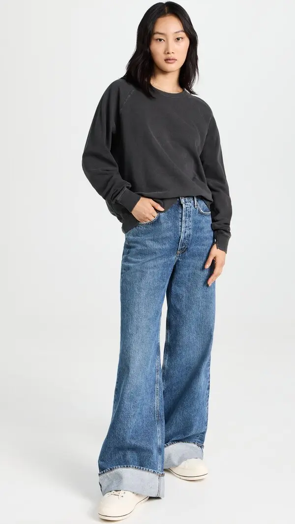 The Great. The College Sweatshirt - Washed Black