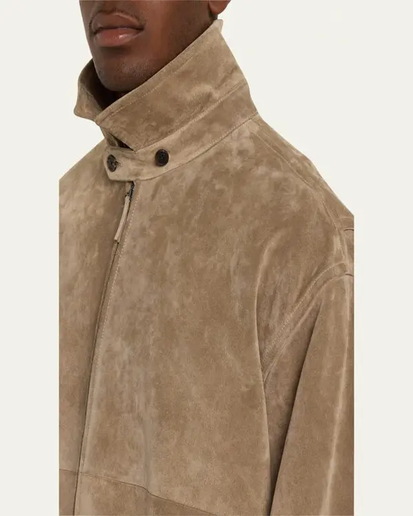The Row Ronan Suede Blouson Jacket - Beige | Editorialist