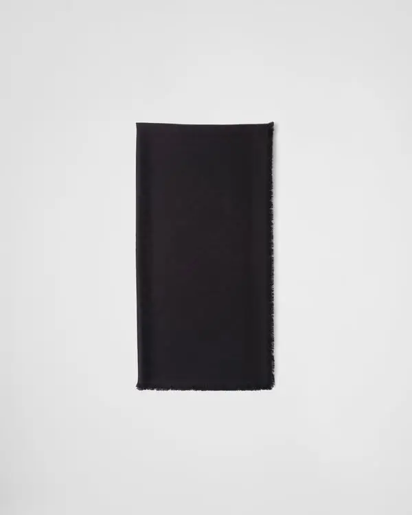 Prada Symbole Silk And Wool Jacquard Shawl - Black