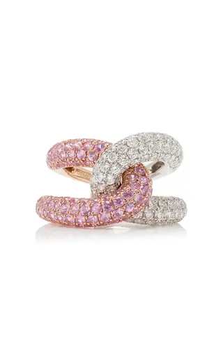 GEMELLA JEWELS Intertwin 18k Rose And White Gold Diamond And Sapphire Ring