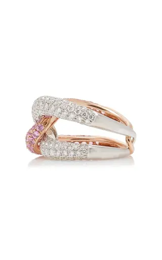 GEMELLA JEWELS Intertwin 18k Rose And White Gold Diamond And Sapphire Ring