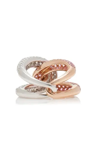 GEMELLA JEWELS Intertwin 18k Rose And White Gold Diamond And Sapphire Ring