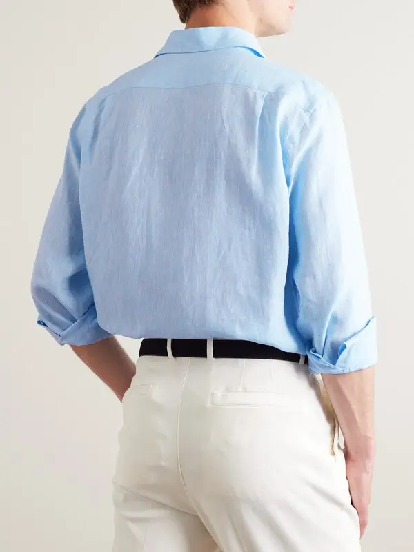 Loro Piana André Arizona Linen Shirt - Blue