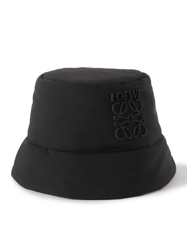Loewe Logo-appliquéd Padded Nylon Bucket Hat - Black