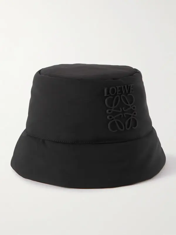 Loewe Logo-appliquéd Padded Nylon Bucket Hat - Black
